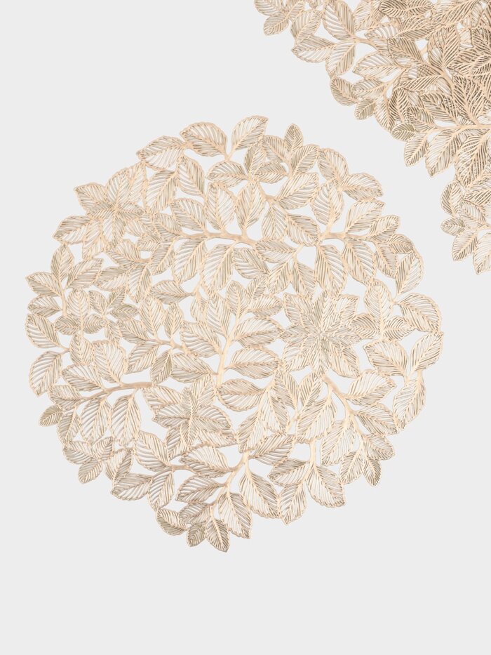 Набор салфеток сервировочных на стол Доляна «Листья», 38×38 см, 4 шт, ПВХ, золотистый