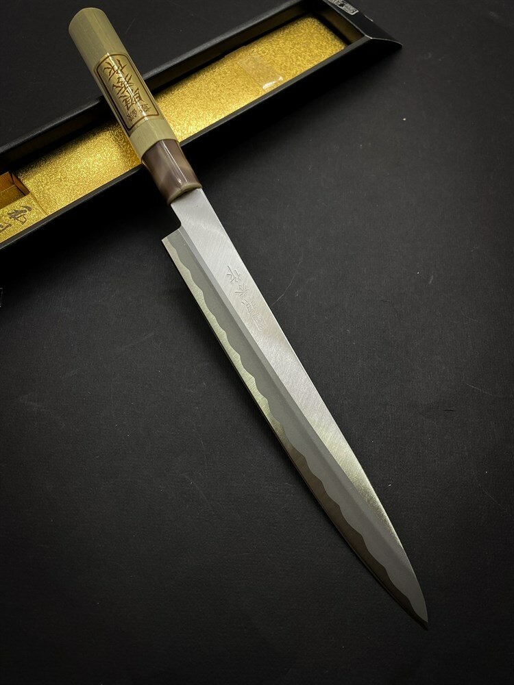 Shimomura Нож кухонный Янагиба 210/335 мм, сталь Shirogami , односторонняя заточка, рукоять магнолия
