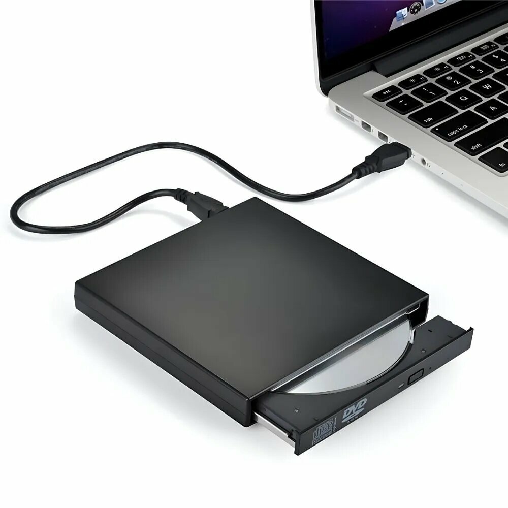 GJX Внешний привод CD/DVD с USB 2.0, компактный, для записи и чтения дисков