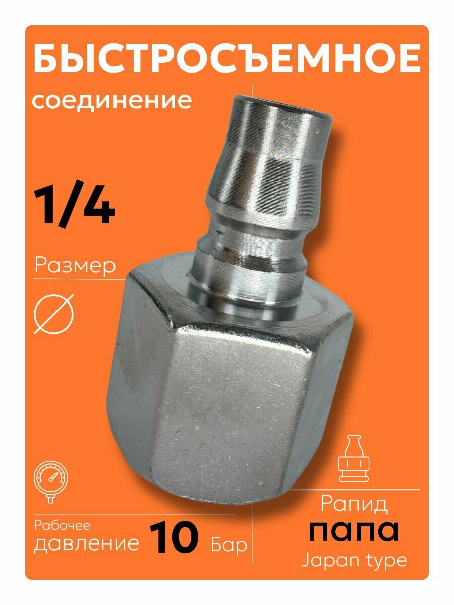 PF-20 R1/4 (1 шт) Быстросъем для пневмоинструмента рапид папа