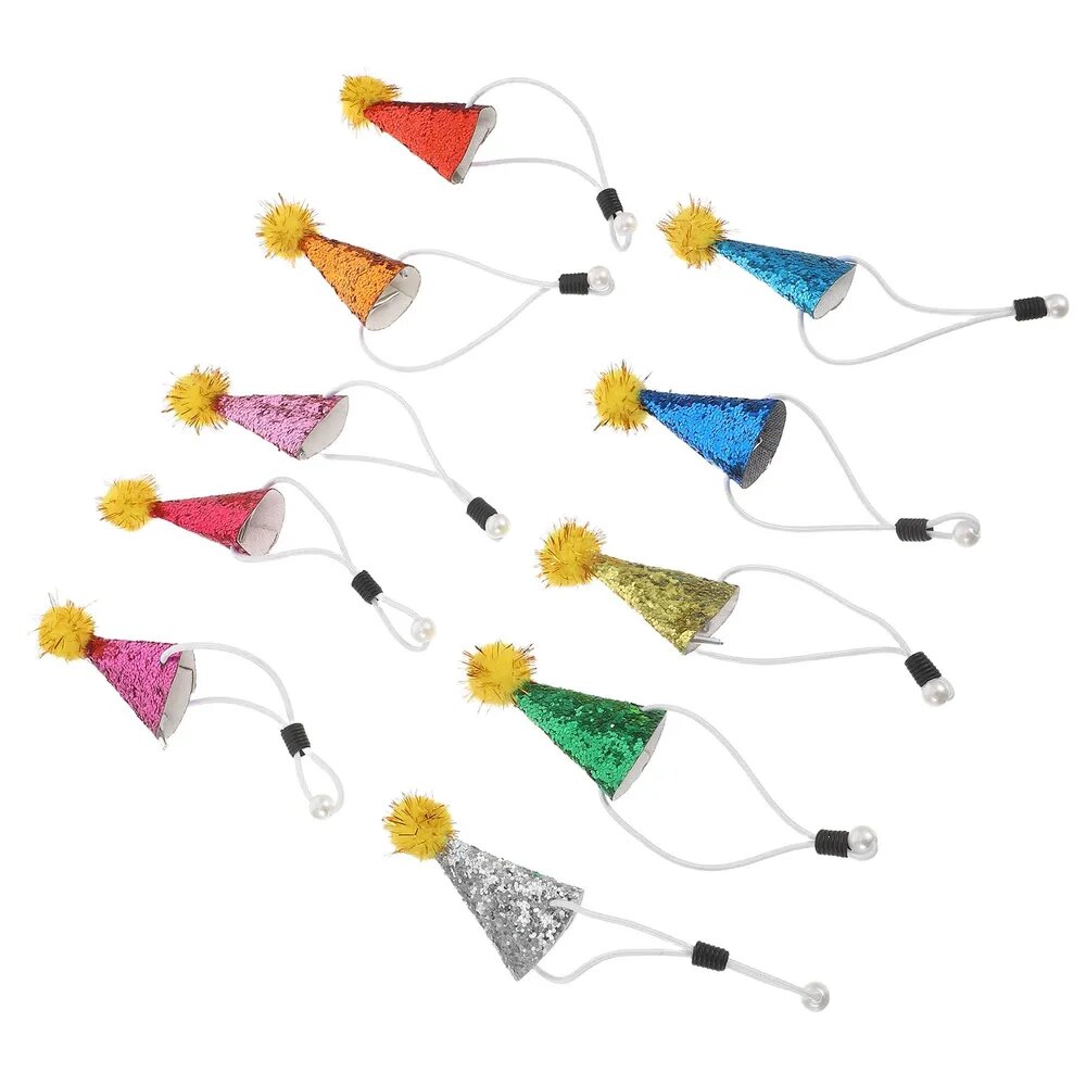 Праздничные конусообразные шапки для животных из искусственной кожи, 10 шт, для маленьких собак и кошек