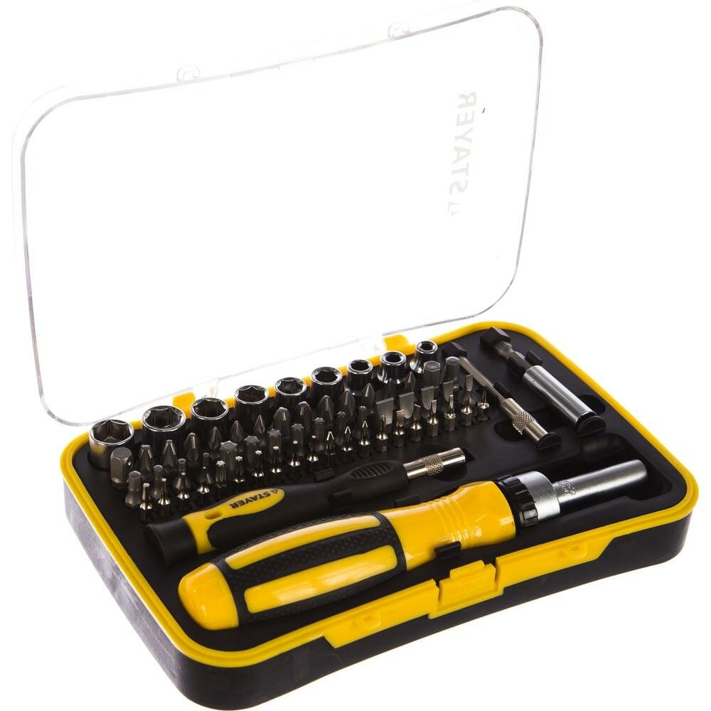 Набор насадок с реверсивной отверткой 65 предметов STAYER MASTER 25310-H65