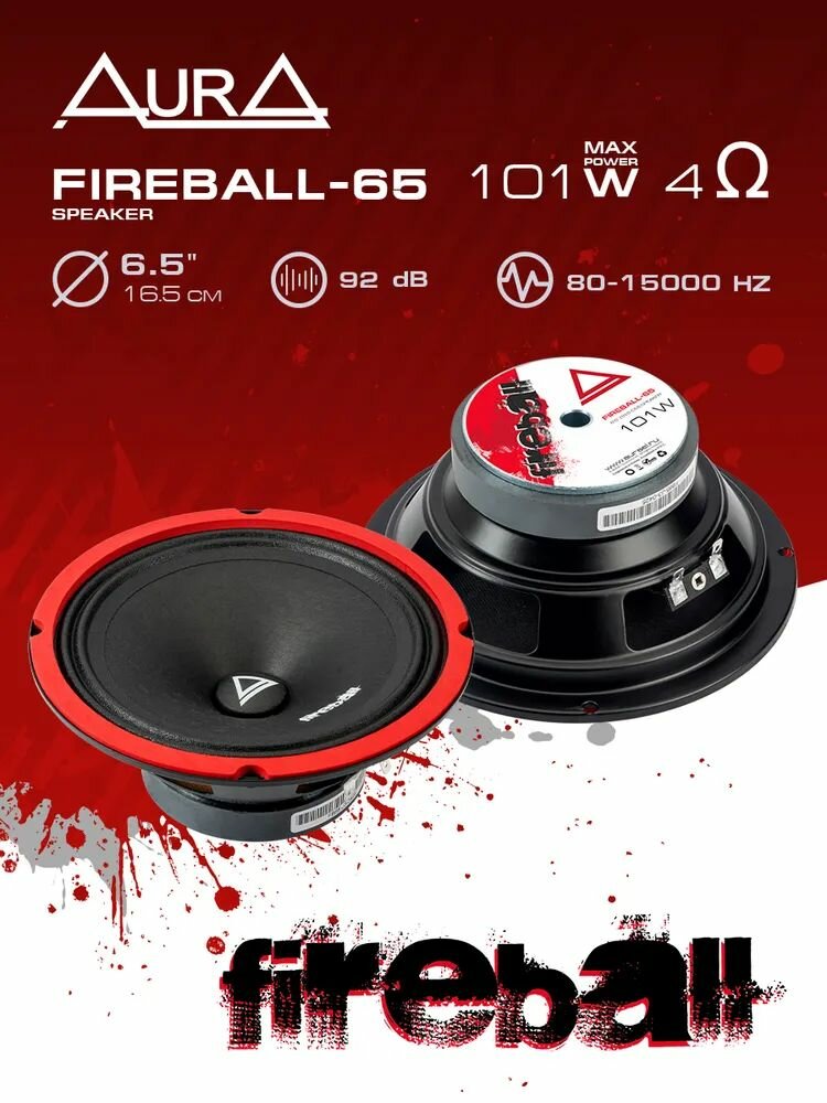 Колонки в машину AurA FIREBALL-65 / эстрадные динамики 165 мм (6 дюймов) / 2шт.