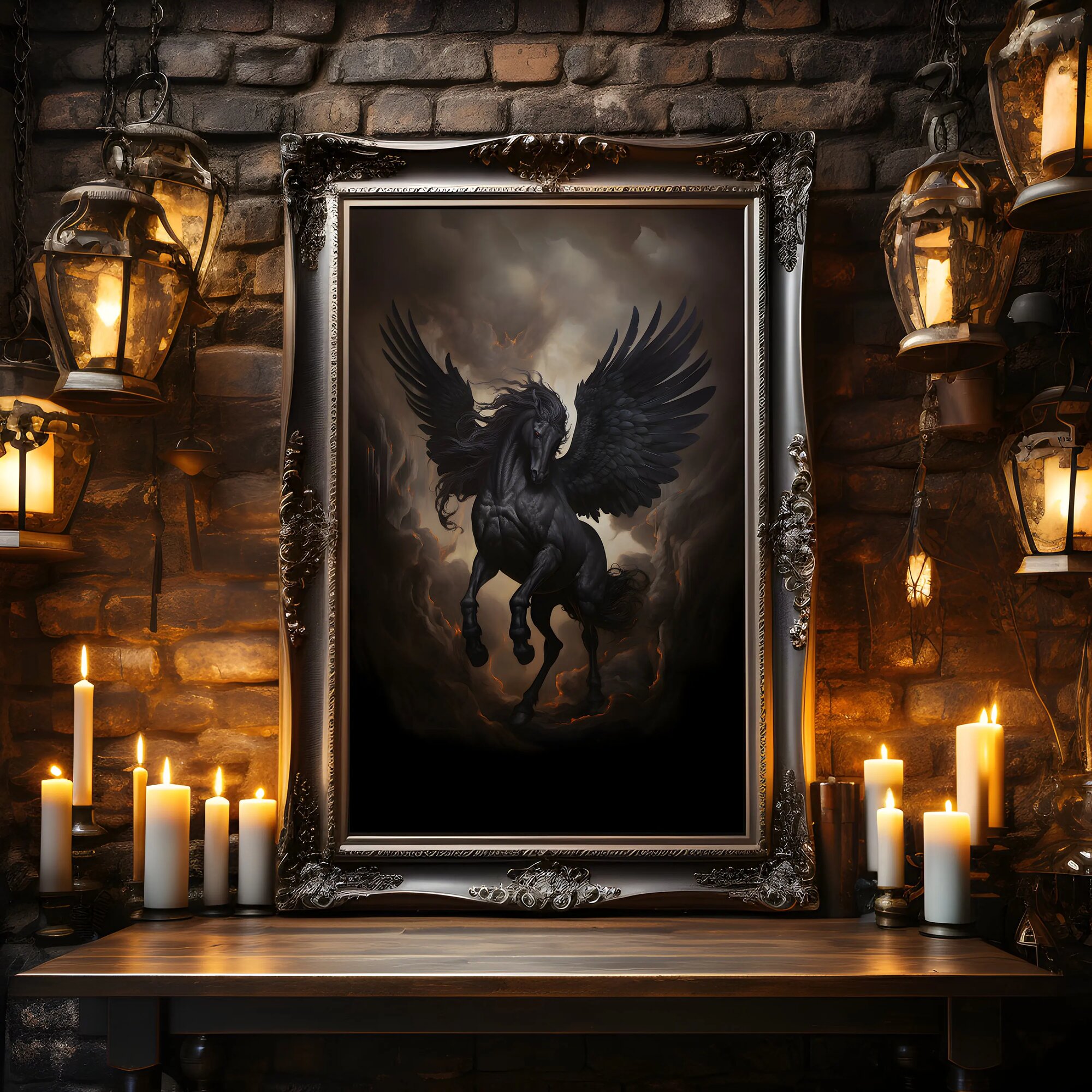 Картины на холсте "Ретро готический жуткий дом с привидениями" Черный, PF 31978, 40x50cm no frame