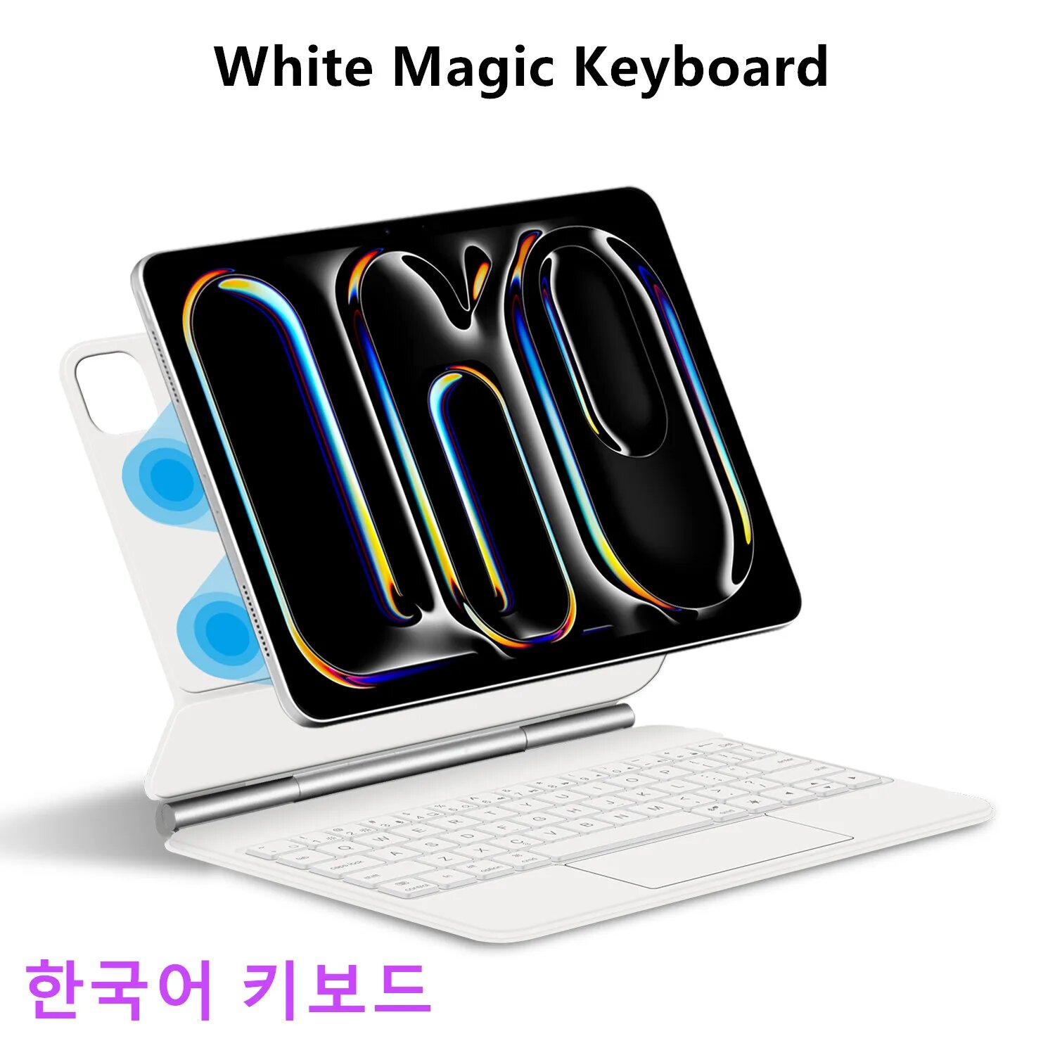HUWEI Волшебная клавиатура Folio для iPad Air/Pro 11/13 дюймов iPad Air 11 2024, White Korean