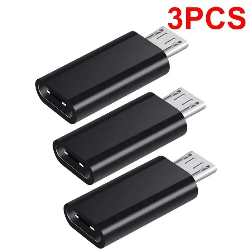 Переходник USB типа C «мама» на микро-USB «папа» Тип-C Зарядное устройство Micro USB 3Pcs Black