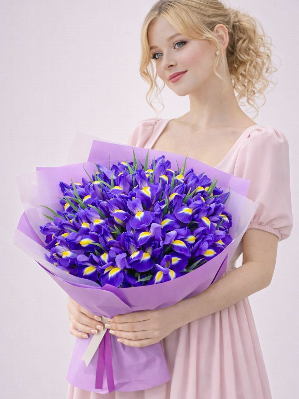 Букет из 51 синего ириса