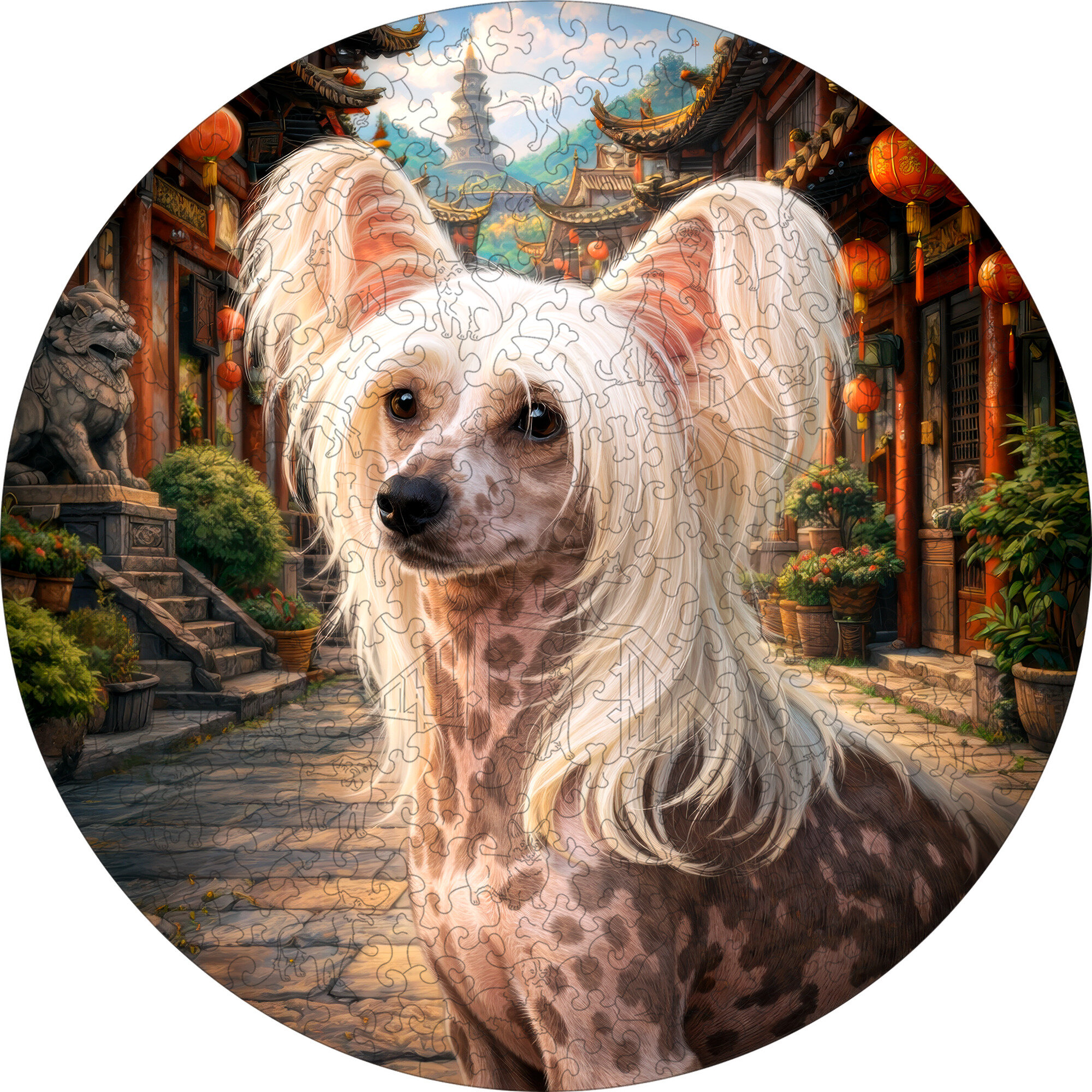 Деревянный пазл "Китайская хохлатая" коллекции "Мир собак" / 30х30см, 260 деталей / Подарок для взрослых и детей
