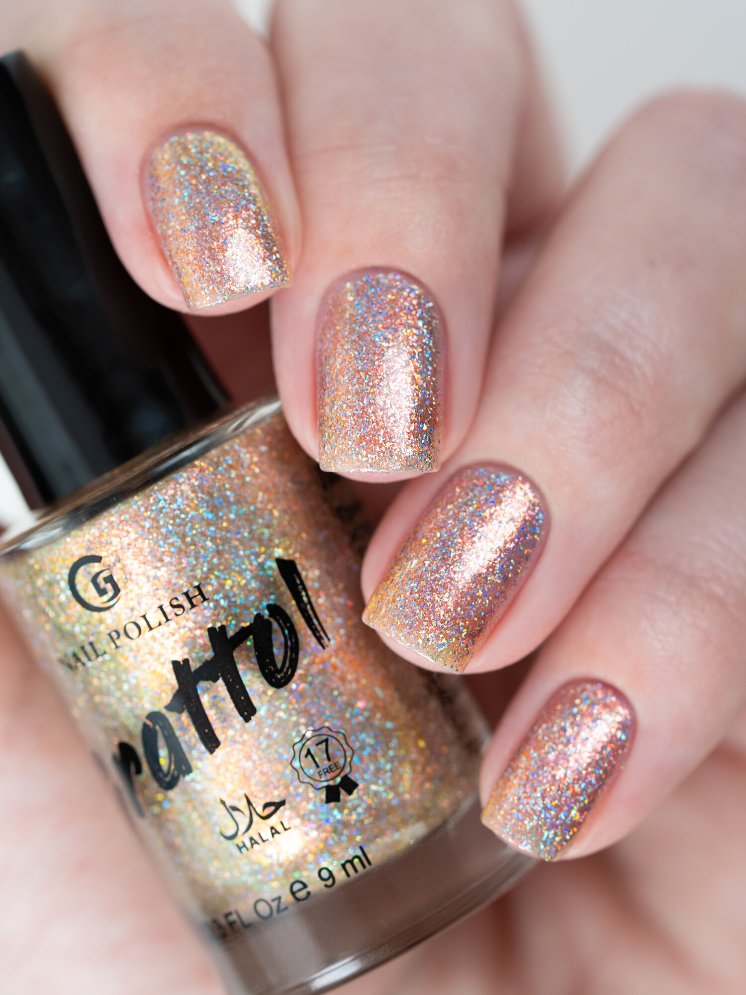 Лак для ногтей с шиммером и голографическими хлопьями - Grattol Self-Love Glow, 9мл