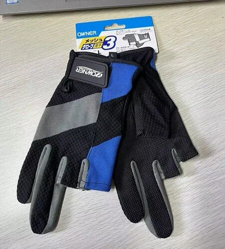 Перчатки рыболовные Owner Mesh Cool 3, синие, L