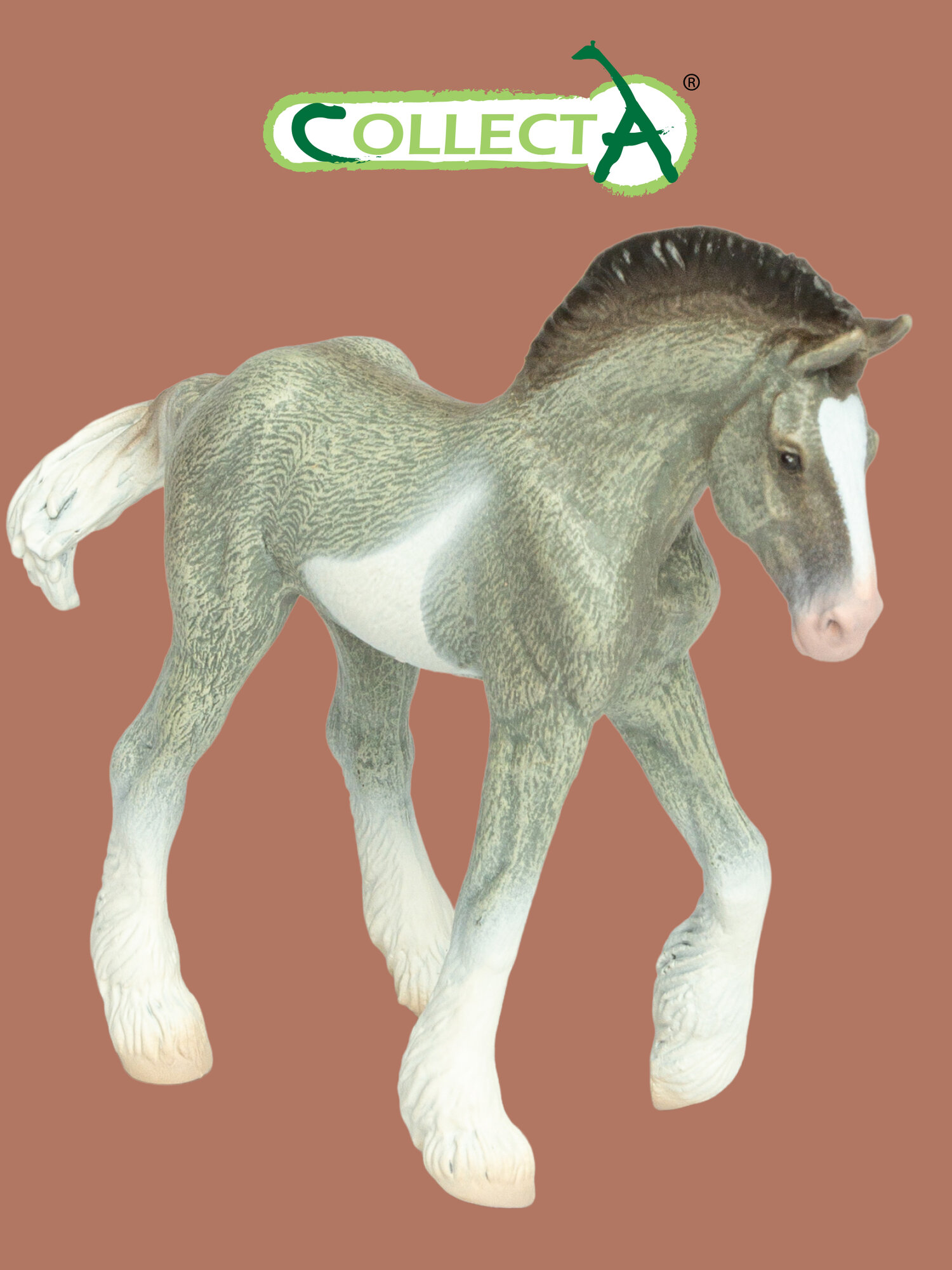 Фигурка животного Collecta Лошадь Жеребёнок Клейдесдальский лошади серый, 88626b