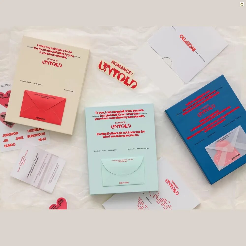 Альбомы-ENHYPEN - 2nd Album ROMANCE : UNTOLD-ZKD-CJ0809, импортный альбом с фотоальбомом и конвертом