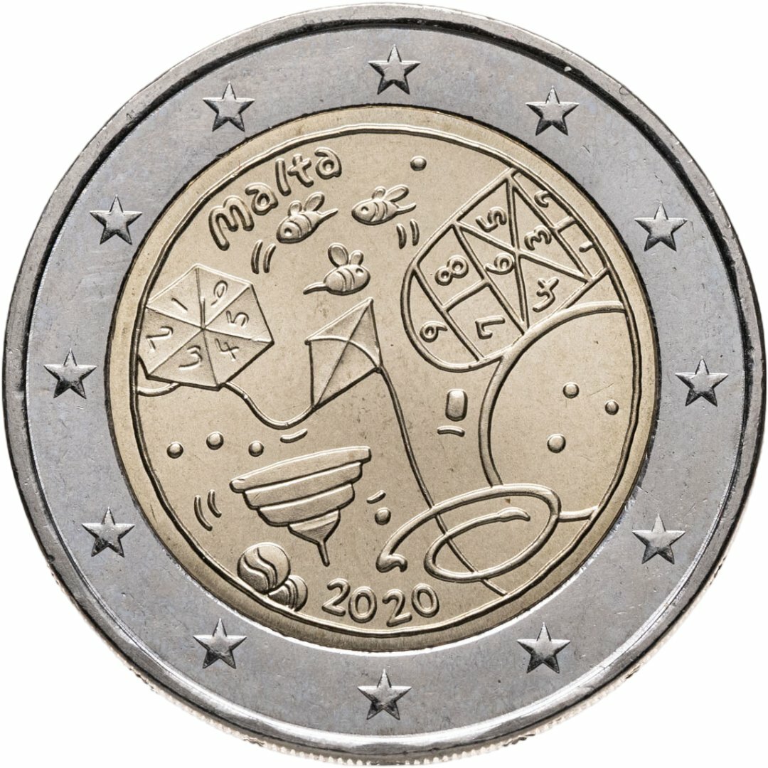 Мальта 2 евро euro 2020 "Игры", Биметалл, в сохранности UNC