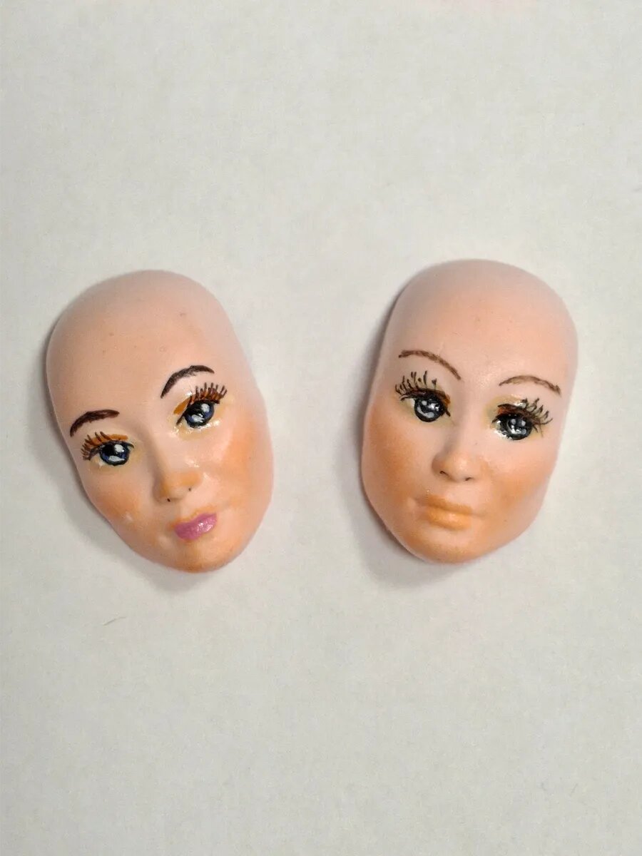 Набор раскрашенных лиц 2 шт для ватных игрушек