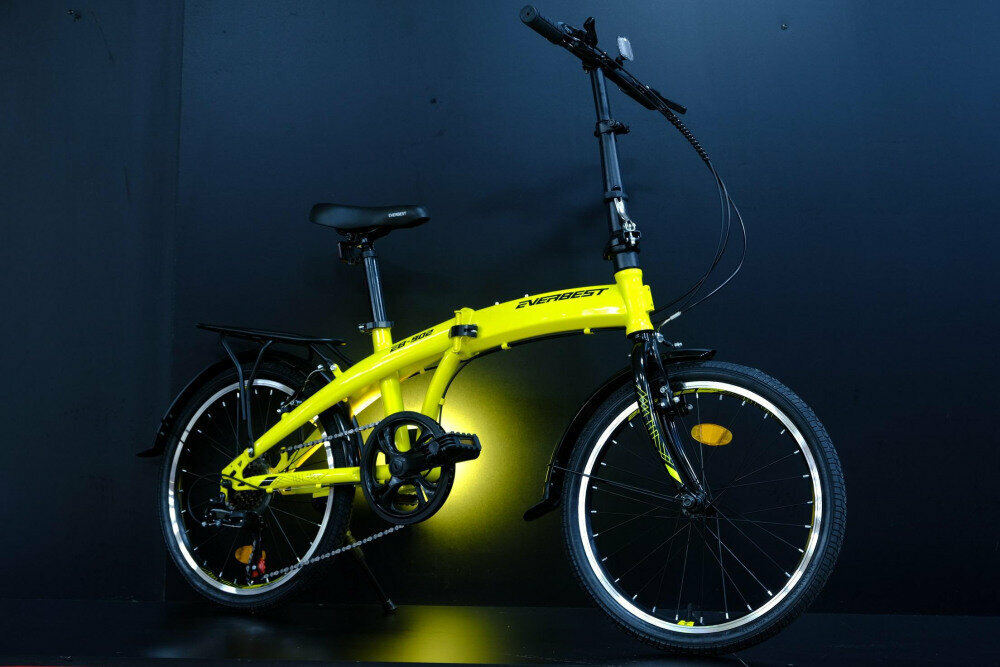 Велосипед EVERBEST 20 902 Жёлтый суперскладной, колеса 20 дюймов под рост 135-165 см.