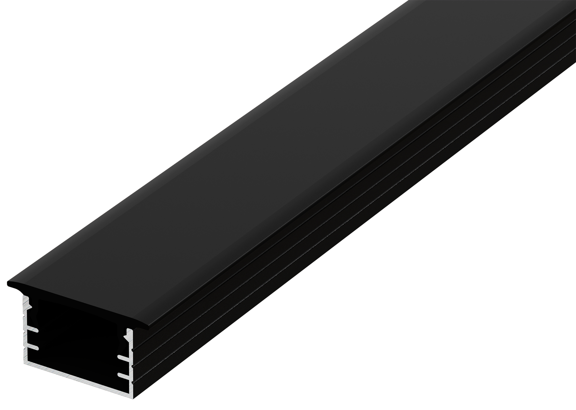 Встраиваемый профиль 18,3х10мм, длина 2 метра, матовый экран, 4 заглушки, 4 крепежа, цвет черный, Donel