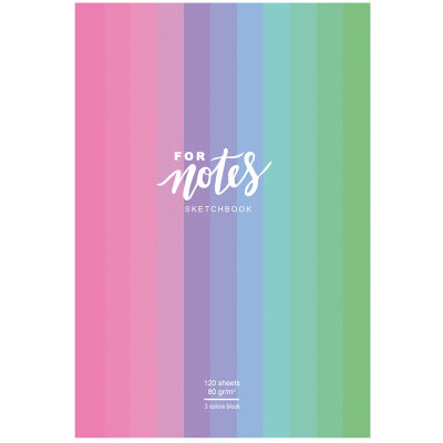 Скетчбук 120л, А5 7БЦ BG "For notes", матовая ламинация, трехцветный тонированный блок, 80г/м2