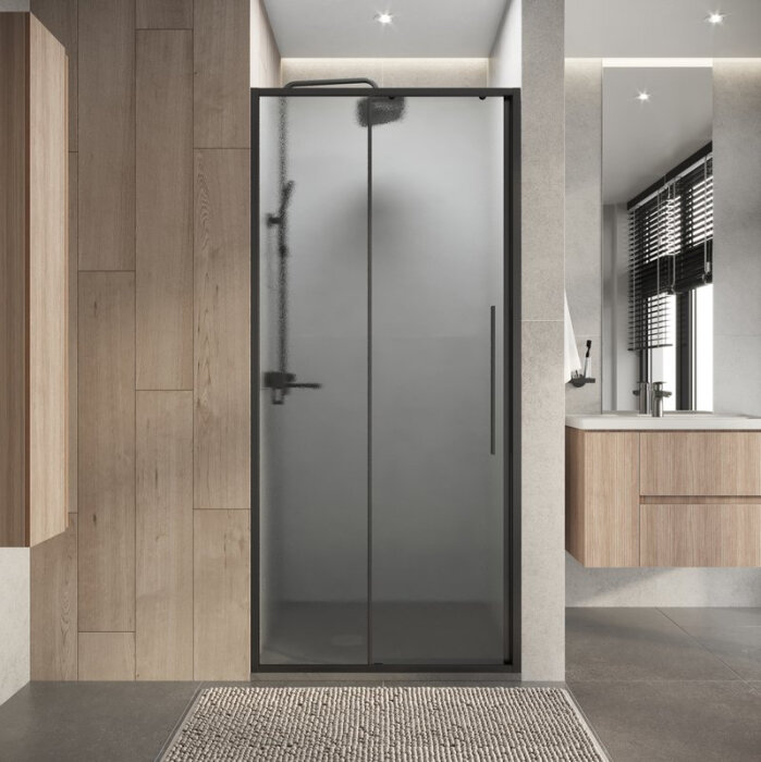 Душевая дверь в нишу Niagara Nova NG-34-L9CHGR 90 см, профиль матовый графит, стекло шиншилла
