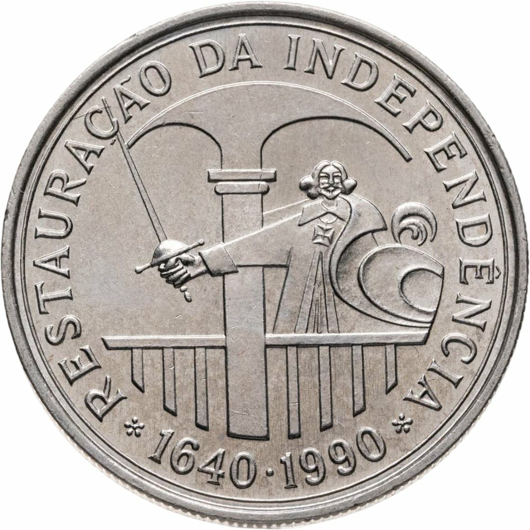 Португалия 100 эскудо escudos 1990 350 лет со дня восстановления португальской независимости, Мельхиор медь-никель, в сохранности AU-UNC