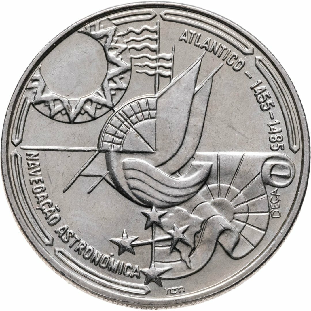 Португалия 100 эскудо escudos 1990 Золотой век открытий - Астронавигация, Мельхиор медь-никель, в сохранности AU-UNC