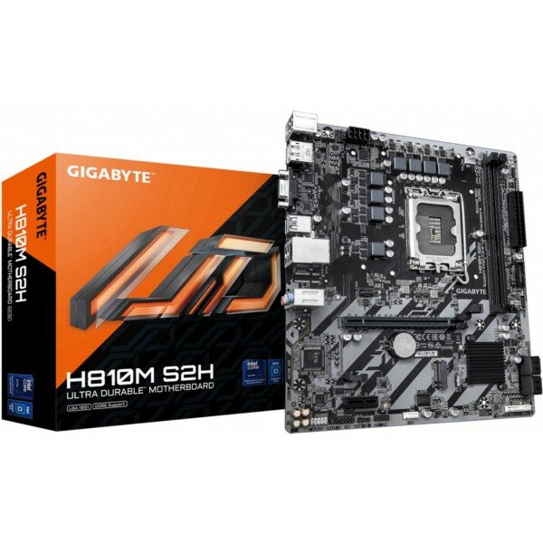 Материнская плата Gigabyte H810M S2H, LGA1851, Intel H810, 2xDDR5, 4xSATA, 1xM.2, 1xPCIe 4.0 x16, 1xPCIe 3.0 x1, 1xDP, 1xHDMI, 1xD-Sub, 1x1Gb LAN, 1xU