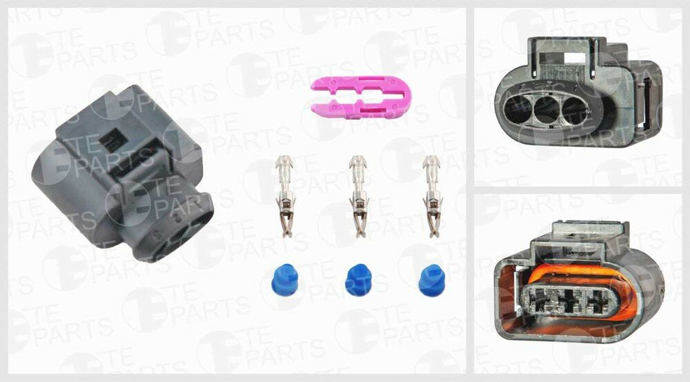 Разъём 3х контактный TE PARTS 7740360 Vag, комплектация: 3-pin, 3 уплотнения, фиксатор