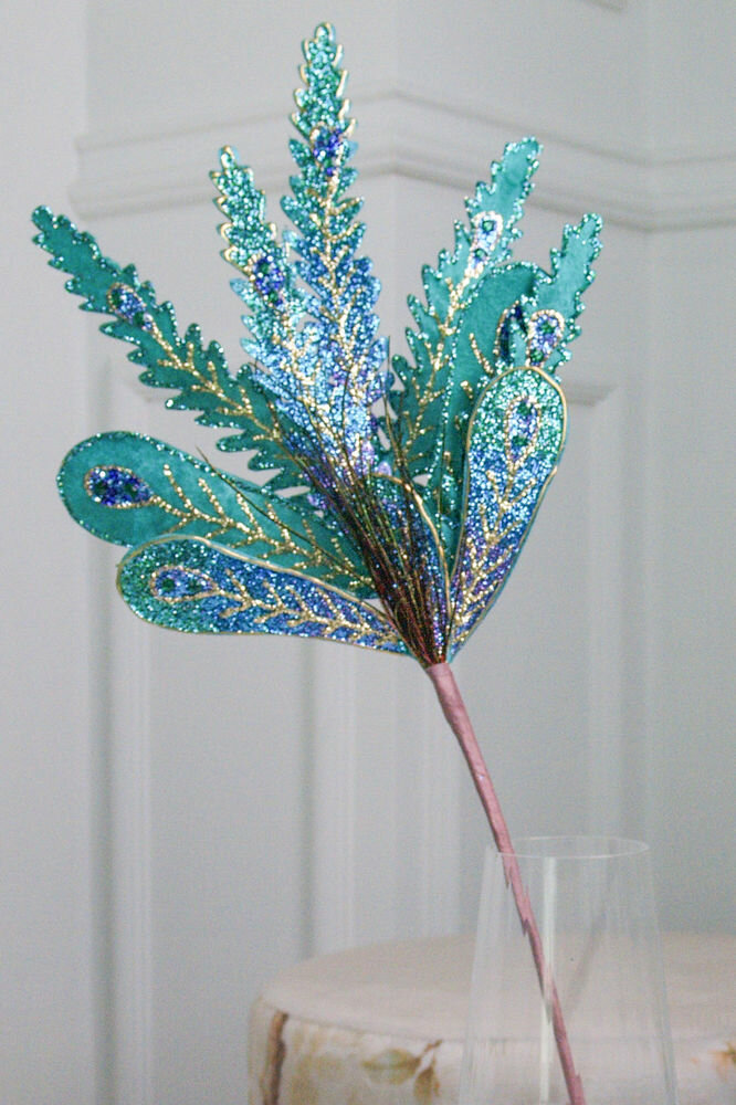 Декоративная ветка павлинье дерево, полиэстер, 52 см, Winter Deco 5001148