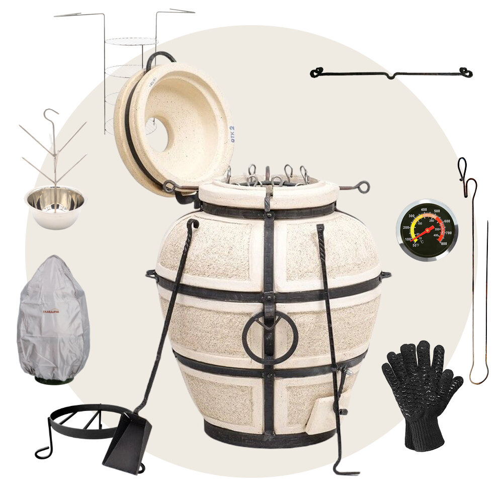 Комплект "Амфора-Большой с откидной крышкой": тандыр + 8 аксессуаров