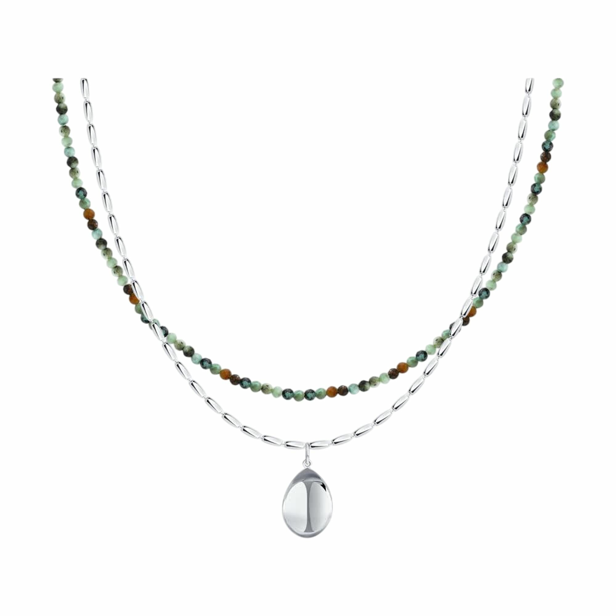 Колье, серебро, 925 проба, родирование, бирюза