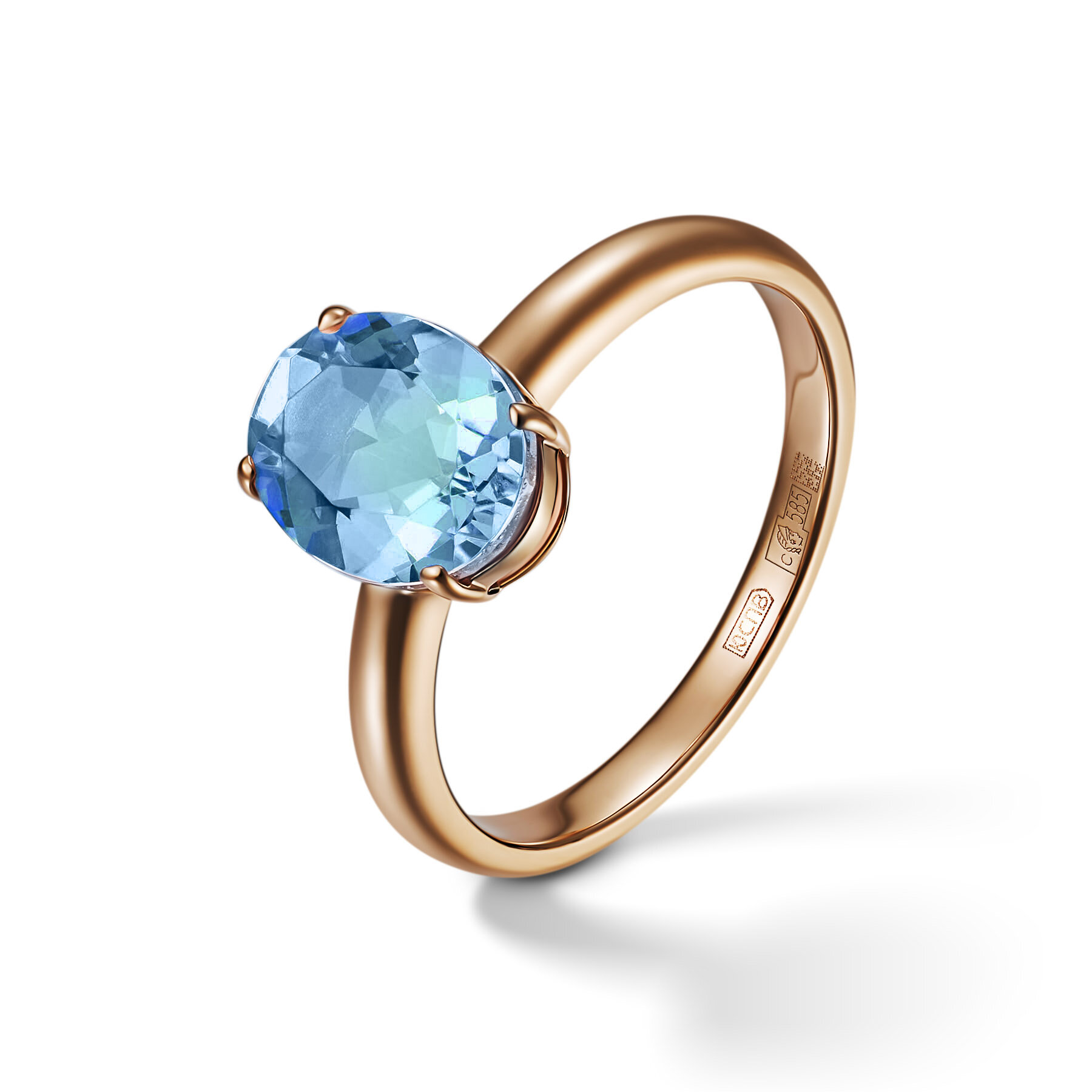 Кольцо, красное золото, 585 проба, топаз