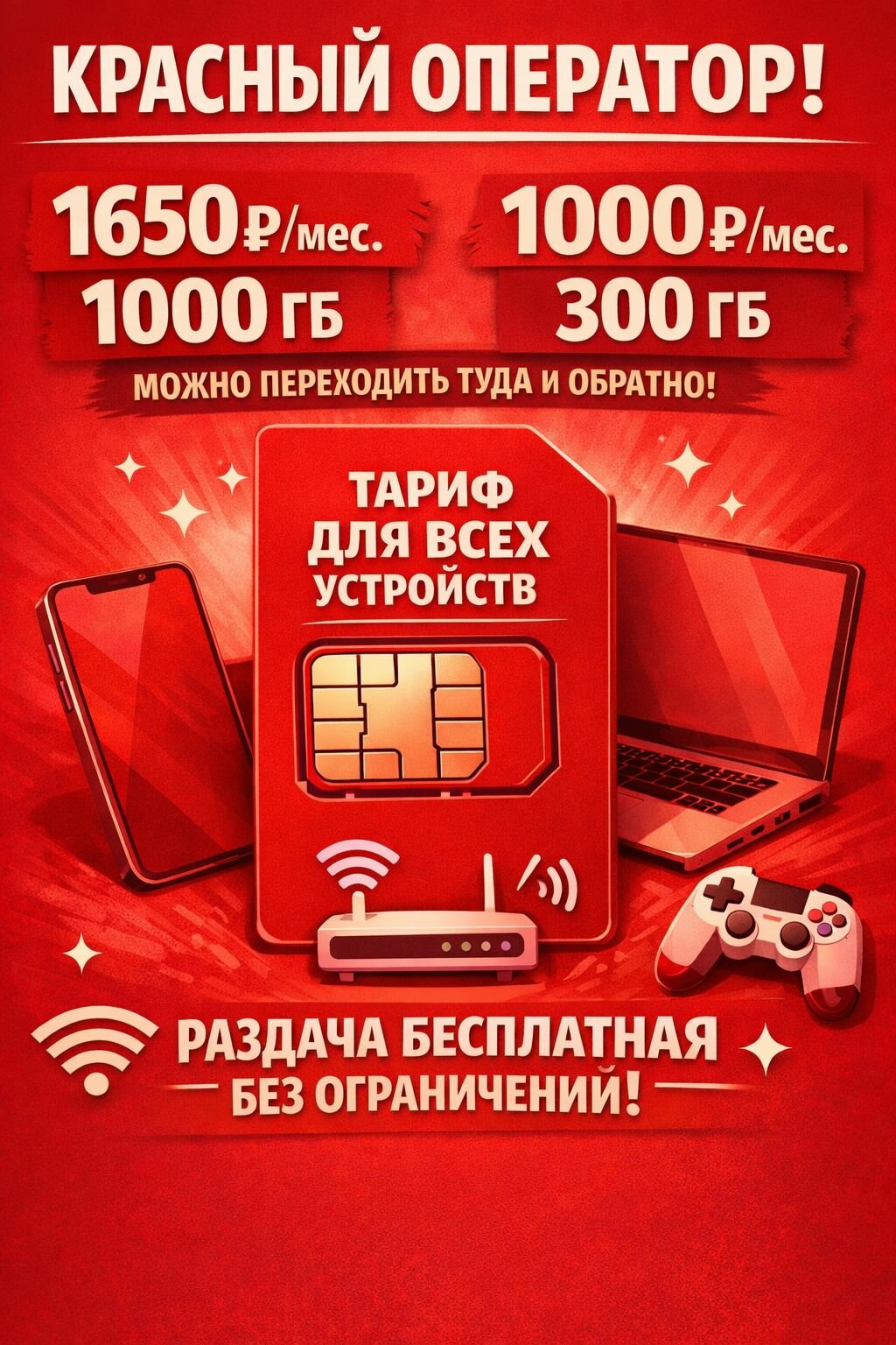 Сим-карта Экомобайл, для модема, роутера, безлимитный интернет, 1000 Гб