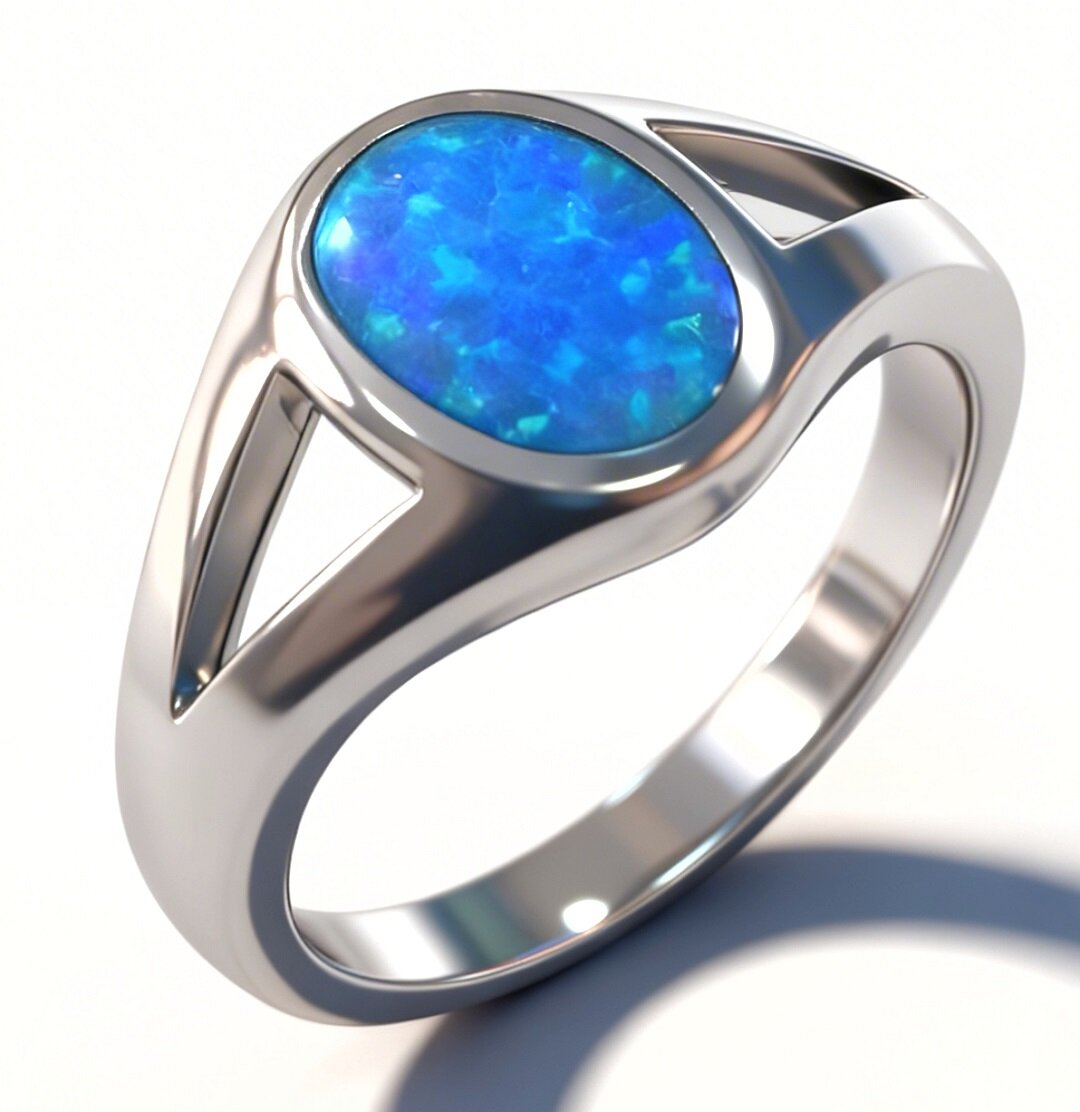 Кольцо, серебро, 925 проба, родирование, опал синтетический