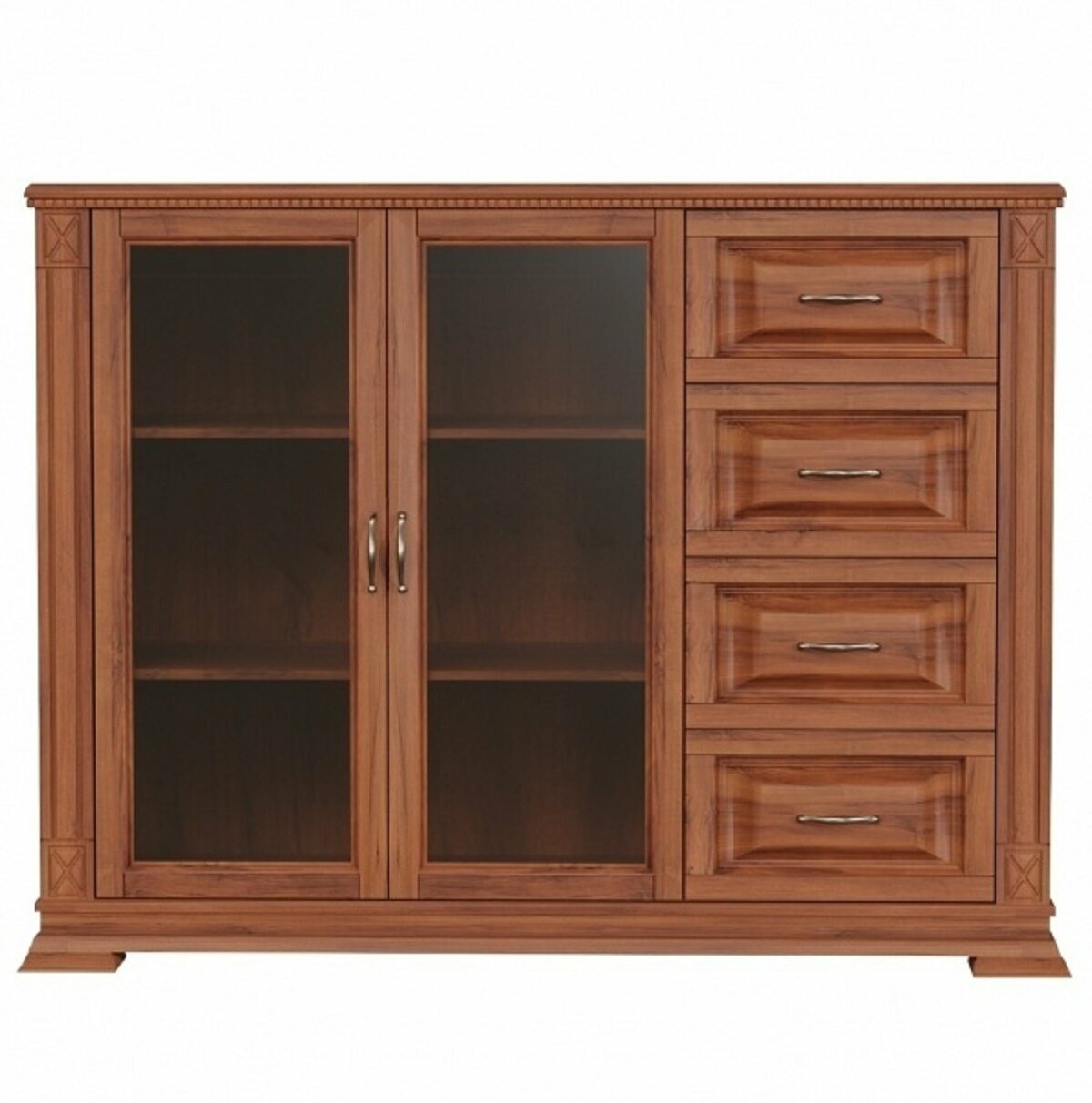 Комод-витрина из массива сосны Верди PREMIUM 213, 135x45x100 дуб 2