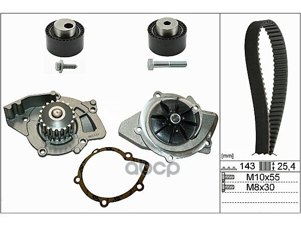 530 0368 30_Комплект ремня ГРМ (с помпой) PSA Jumper/Boxer 2,2HDI 02- Ina арт. 530036830