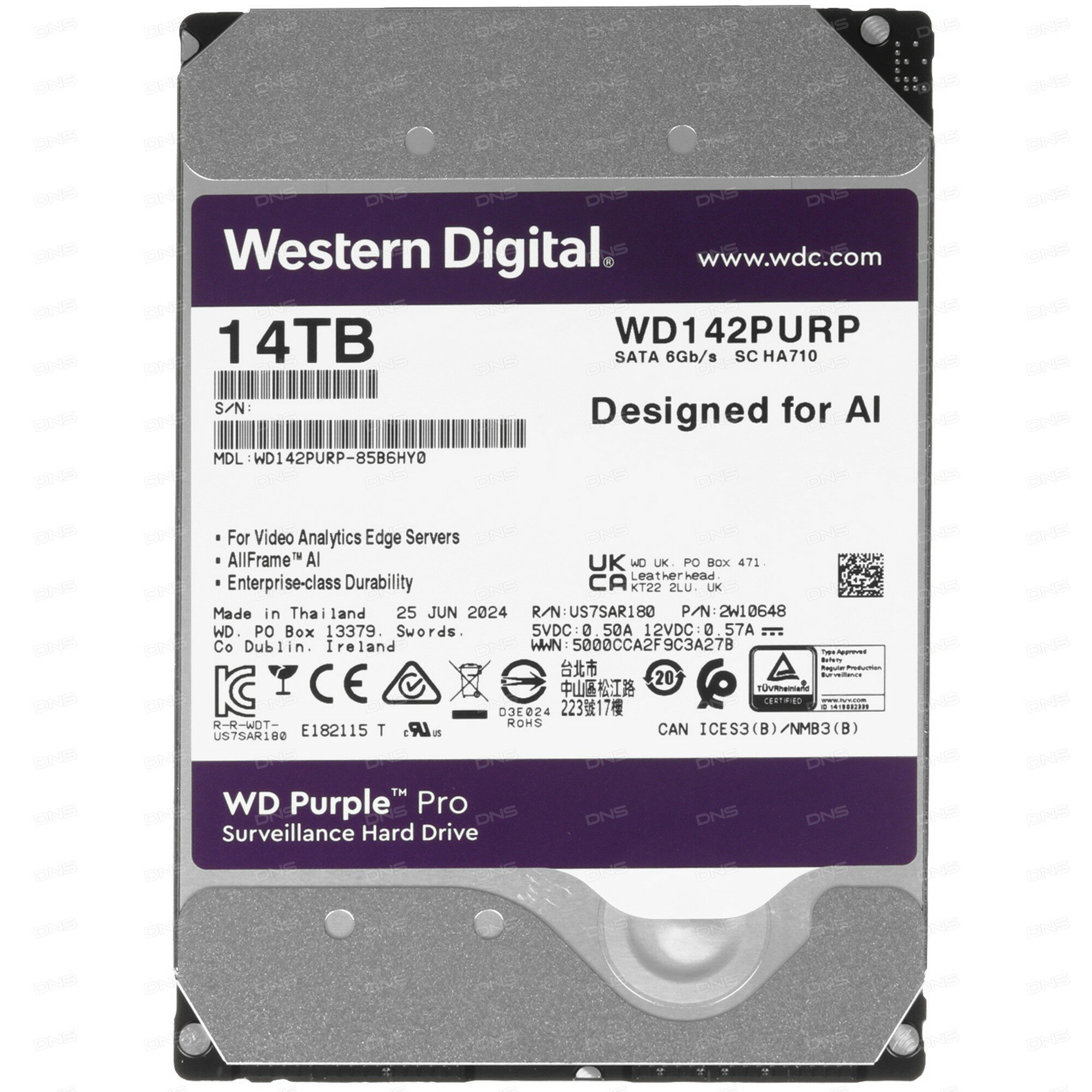 14 ТБ Жесткий диск WD Purple Pro Surveillance [WD142PURP]