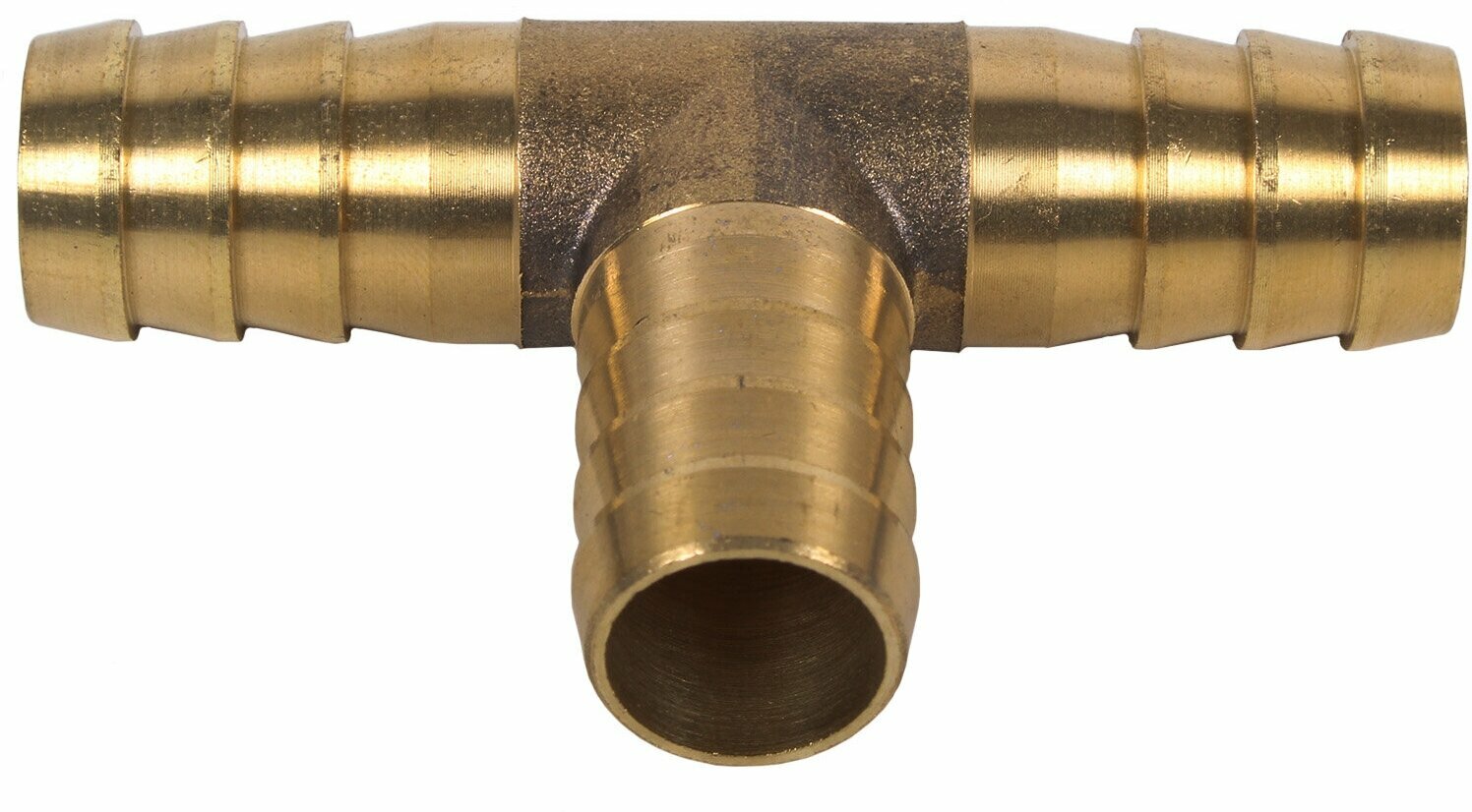 Тройник-елочка, внешний диаметр 12 мм, латунный, для соединения шлангов