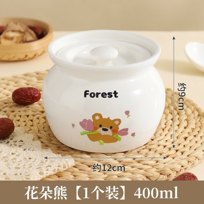 Керамическая кастрюля для тушения, кремового стиля, глиняная кастрюля для одного человека с крышкой, водонепроницаемая, устойчивая к высоким температурам керамическая глиняная кастрюля