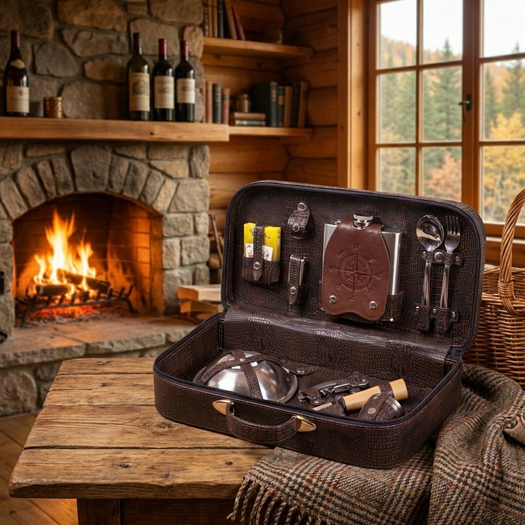 Набор дорожный в сумке-кейсе из искусственной кожи (на 4 персоны) 251ИИ4