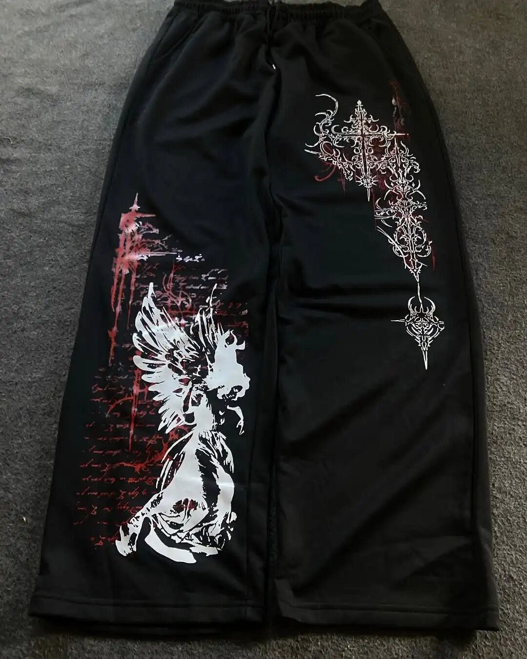 Хлопковые готические брюки с принтом темного ангела Zero Distance Черный, S, A1