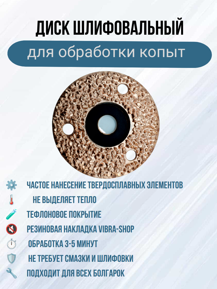 Диск для обработки копыт 125 мм частое нанесение тефлоновое покрытие