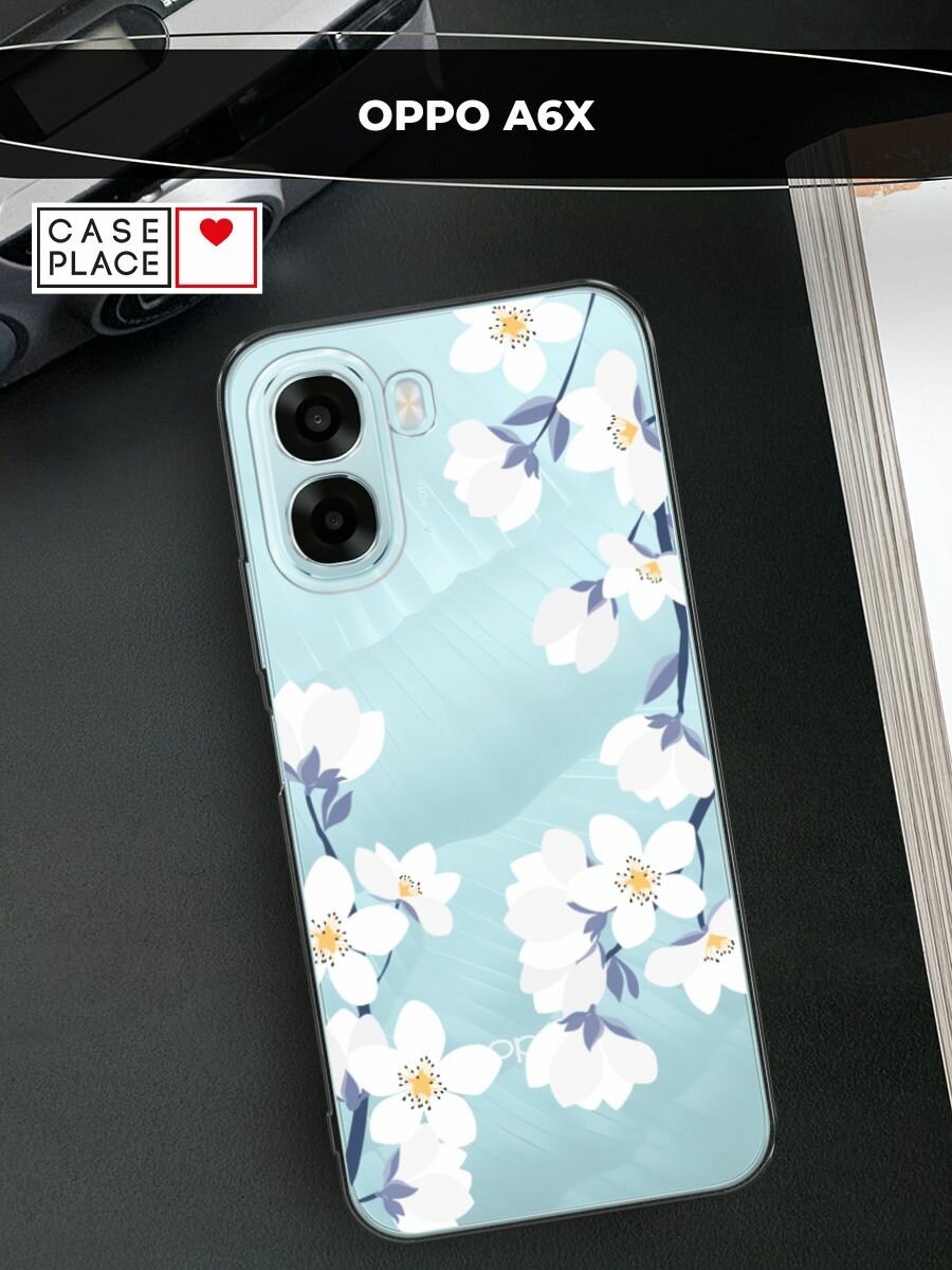 Чехол на Oppo A6x / Оппо A6x с принтом Blooming flowers, прозрачный