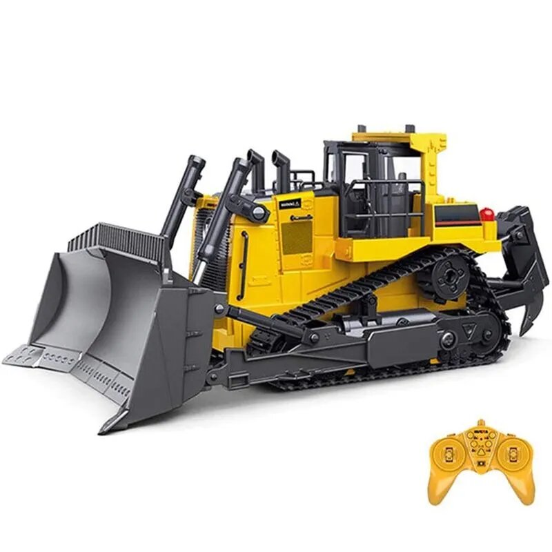 Радиоуправляемый бульдозер 1:16 Yellow, игрушечный трактор для мальчика, пульт ДУ