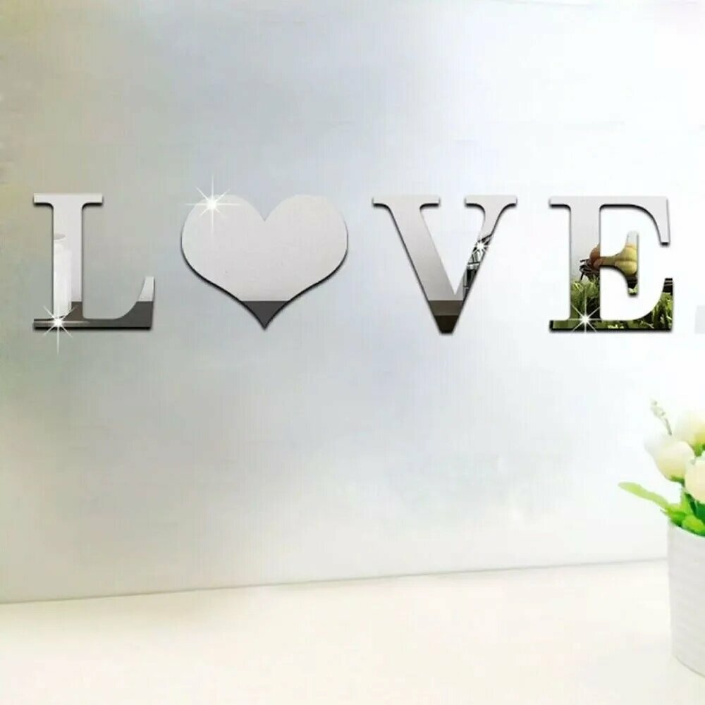 Английские акриловые зеркальные наклейки Home Love Family Mosaic Plates Wall Sticker Self-adhesive Sticker For Wall Diy Home Decor