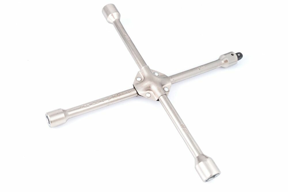 Ключ баллонный крестовой усиленный 17х19х21х22 мм с переходником 19 мм 1/2", 531222, Дело Техники.