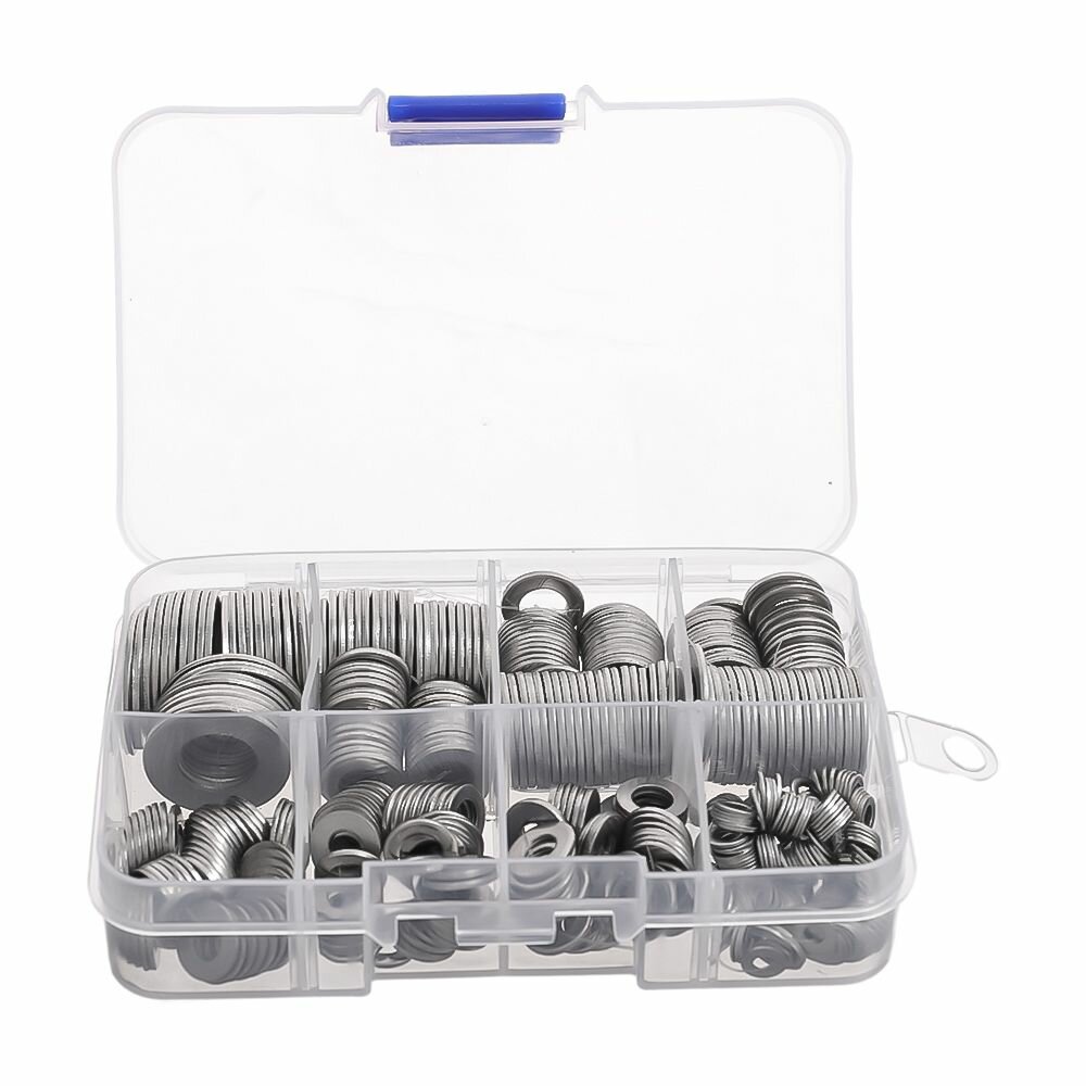 Комплект металлических уплотнительных колец, крепёжных деталей, прокладок и шайб, 180 шт.