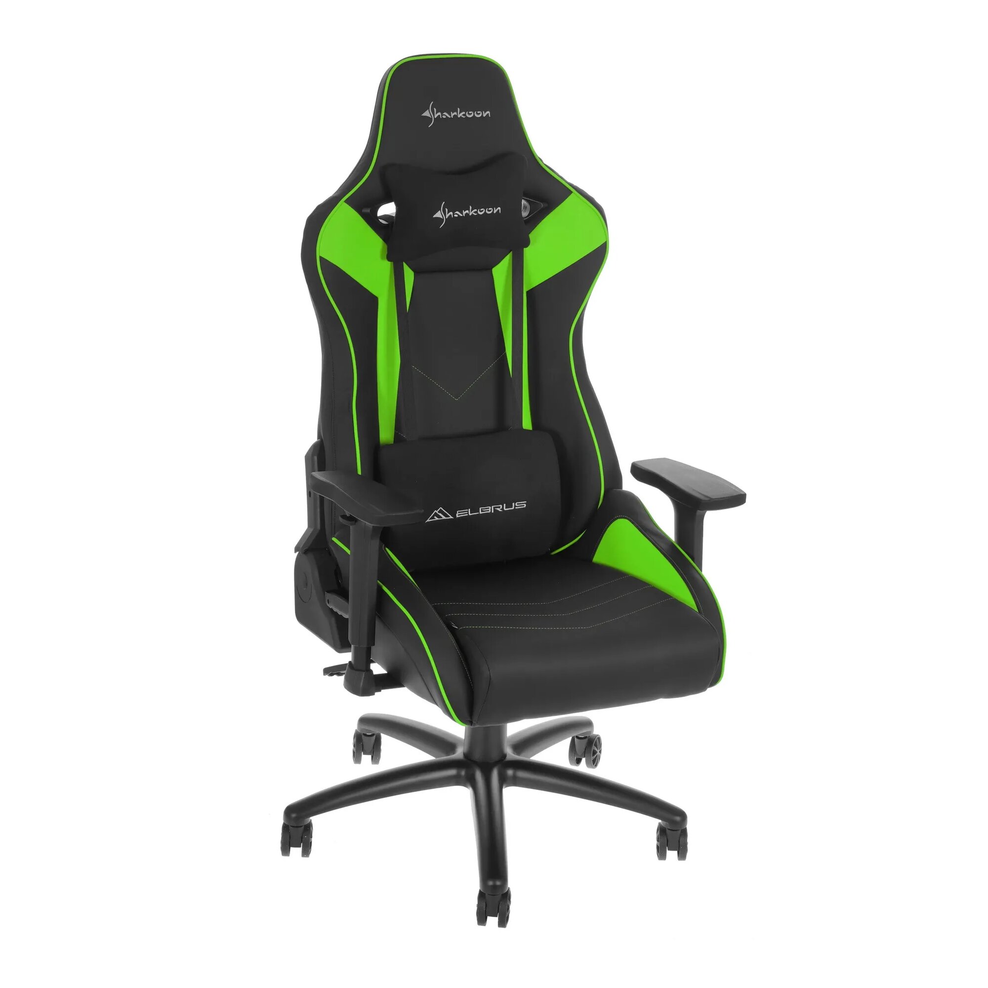 Игровое кресло Sharkoon Elbrus 3, черный, зеленый (ELBRUS-3-BK/GN), эко-кожа