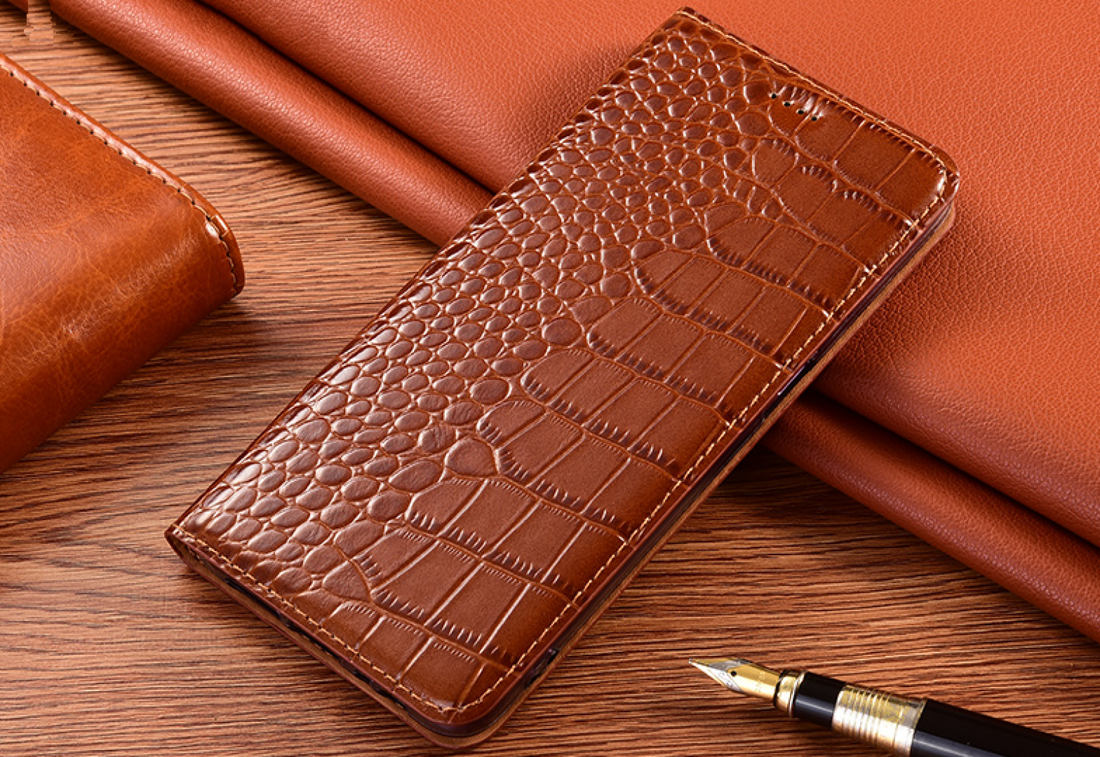 Чехол-книжка MyPads Premium для Xiaomi Redmi Note 10 Pro Max и Redmi Note 10 Pro из натуральной кожи теленка с фактурой крокодила светло-коричневый