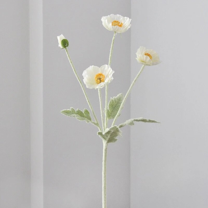 Искусственные шелковые маки 23,6 дюйма Белый, White
