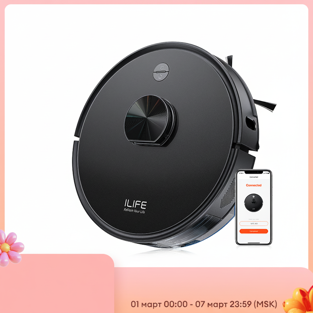 Робот-пылесос ILife A20, 35 Вт, беспроводной, влажная уборка, пылесборник
