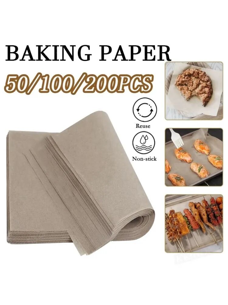 Бумага для выпечки коричневая 40см x 30см 200 шт. Антипригарная для запекания продуктов